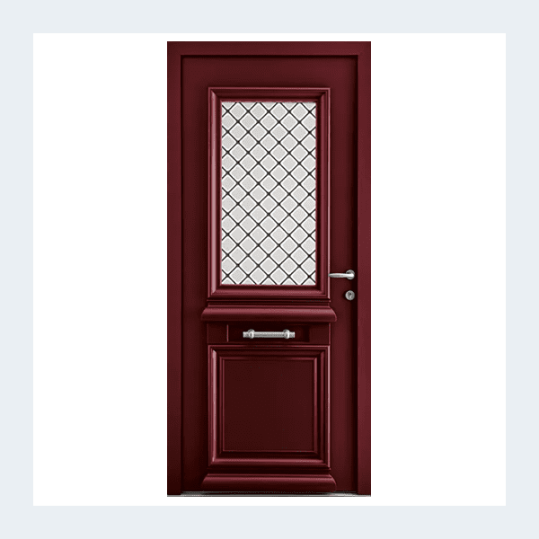 Porte d’entrée aluminium – Modèle Athis 4 - Rouge texturé RAL 3005 ...